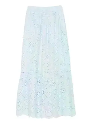 MC2 SAINT BARTH Jenny Broderie-anglaise Tiered Maxi Skirt - Blue