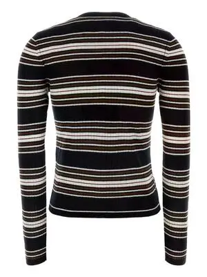 Max Mara Striped Ribbed-knit Silk Cardigan - Black
