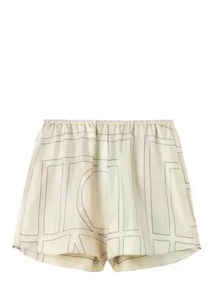 TOTEME TOTEME Geometric Print Silk Shorts Neutrals