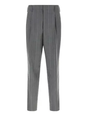 Brunello Cucinelli Pinstripe Pleated Trousers - Grey
