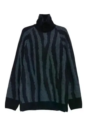 Yohji Yamamoto Striped Turtleneck Sweater - Black