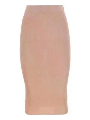 KANGRA Kangra Ribbed Knit Midi Skirt Pink