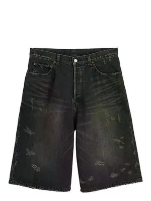 SSSTEIN Distressed Denim Shorts - Black