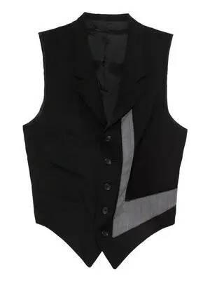 Yohji Yamamoto Decorative Cloth Panelled Vest - Black