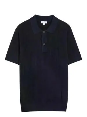 Sunspel Ribbed-knit Polo Shirt - Blue