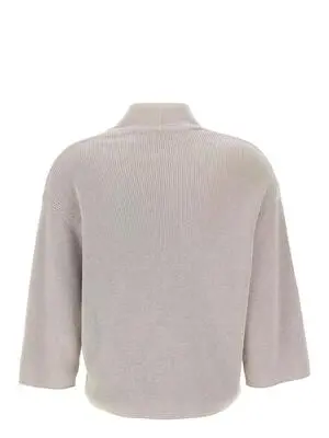 KANGRA Ribbed Fringed-trim Cardigan - Neutrals