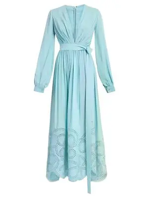 Elie Saab Midi Dress With Macramé Detailing - Blue