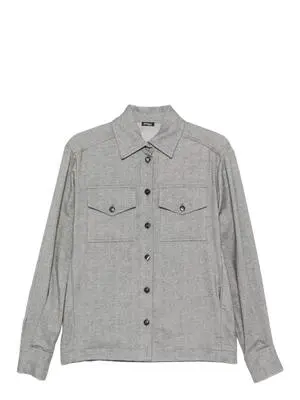 Kiton Herringbone Pattern Button-up Shirt - Grey
