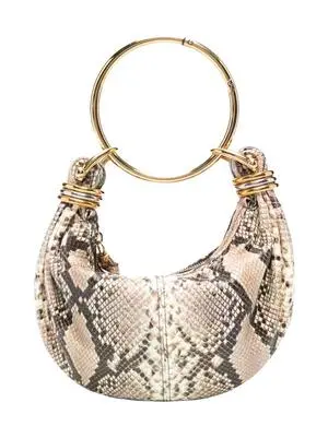 Chloé Snakeskin Effect Ring Handle Clutch Bag - Neutrals