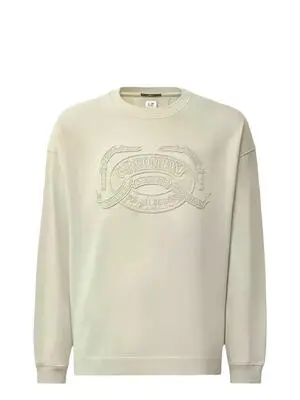 C.P. COMPANY Logo-embroidered Long-sleeve Sweatshirt - Neutrals
