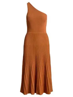Ralph Lauren One-shoulder Ribbed Midi Dress - Brown