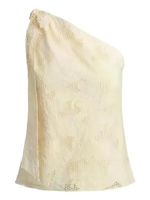 Ralph Lauren Cream Cotton Floral Eyelet One-shoulder Blouse - Neutrals