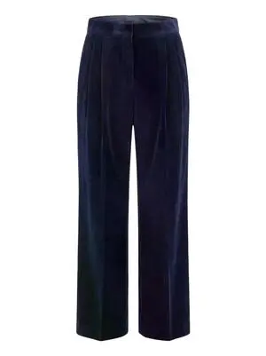 JIL SANDER Velvet Pleated Wide-leg Trousers - Blue