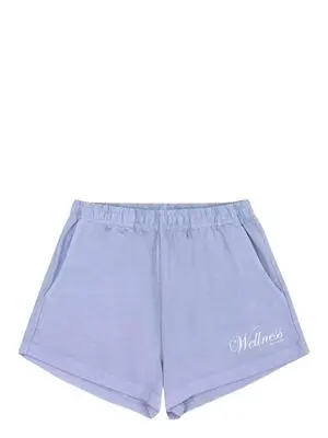 SPORTY & RICH Avenue Disco Logo-print Mini Shorts - Blue