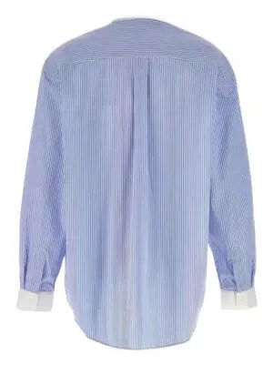 SPORTY & RICH Sporty & Rich Striped Cotton-Poplin Shirt