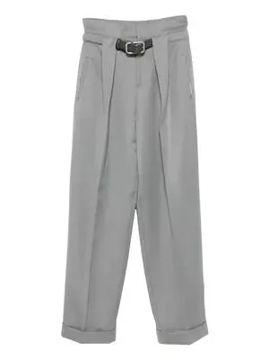 Attico Pleated Belted Trousers - Grey