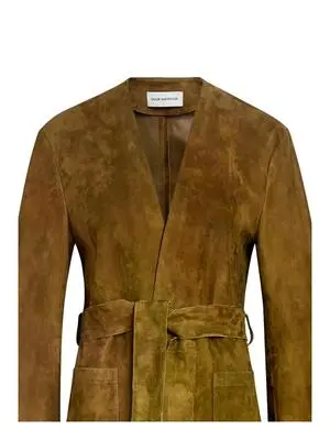 Nour Hammour Ruelle Belted Suede Coat - Brown