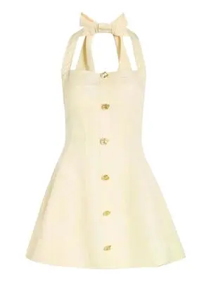 AJE Aje Monroe Halterneck Linen Mini Dress With Bow Detail
