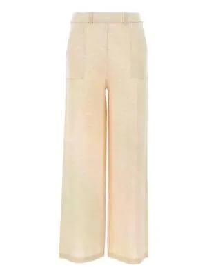 KANGRA Ribbed-edge Palazzo Pants - Neutrals
