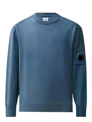 C.P. COMPANY Lens Detail Crew Neck Sweater - Blue