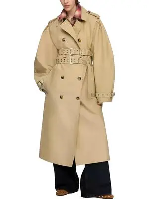 GANNI Double-belted Trench Coat - Neutrals