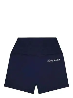 SPORTY & RICH Logo-print Mini Shorts - Blue