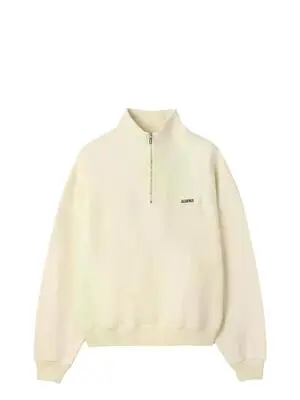 Jacquemus Quarter-zip Logo Patch Sweatshirt - Neutrals