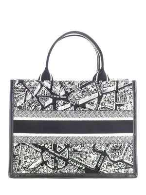 Dior Embroidered Canvas Medium Tote Bag With Strap - Black