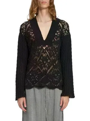 ANN DEMEULEMEESTER Chunky Open-knit Sweater - Black