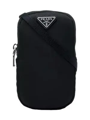 Prada Tessuto Phone Holder Crossbody Bag - Black