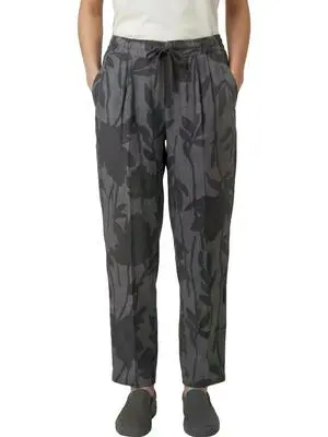 Brunello Cucinelli Floral Print Linen Trousers - Grey