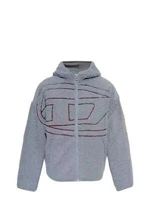 DIESEL® Logo-embroidered Fleece Hoodie - Grey