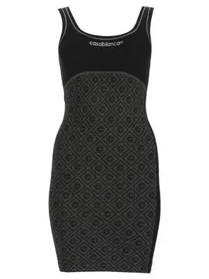 Casablanca Monogram Print Scoop Neck Mini Dress - Grey