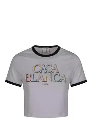 Casablanca Logo Print Cropped T-shirt - White