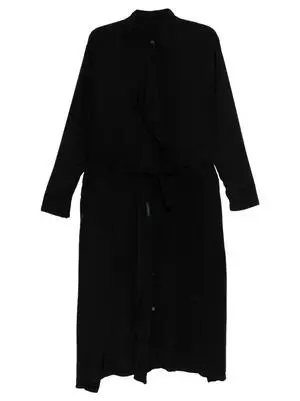 Yohji Yamamoto Belted Shirt Dress With Draped Detailing - Black