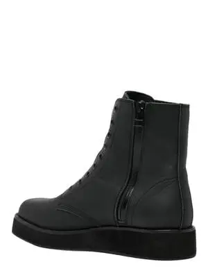 Yohji Yamamoto Mat Oil Leather Square Toe Zip Boots - Black