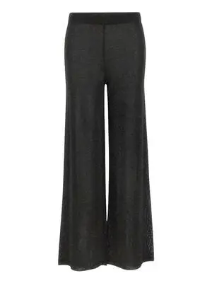 KANGRA Knit Palazzo Pants With Metallic Threading - Black