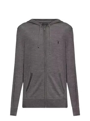 ALLSAINTS Wool Zip Hoodie With Pouch Pockets - Grey