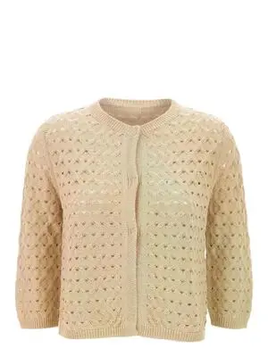 KANGRA Textured Knit Cotton Cardigan - Neutrals