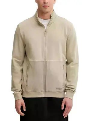 Guess Zip-up Panelled Sweater - Neutrals