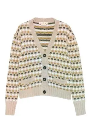 Marni Geometric Pattern V-neck Cardigan - Neutrals