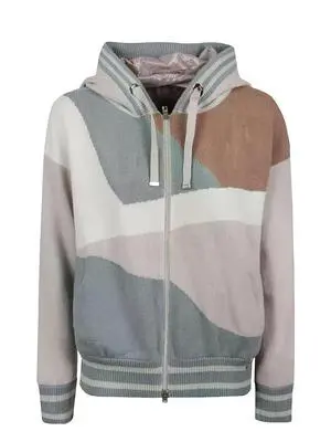Herno Colour-block Knit Hooded Jacket - Neutrals