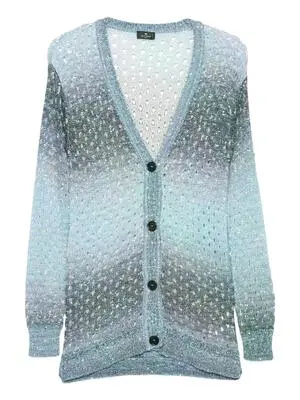 Etro Sequin-embellished Open-knit Cardigan - Blue