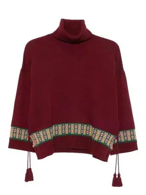 Etro Geometric Pattern Tassel Detail Sweater - Red