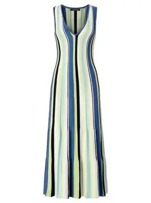 TOCCIN Toccin Fifi Striped Knit A-Line Dress Blue