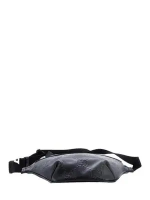 Gucci Gg Embossed Perforated Leather Belt Bag - Black