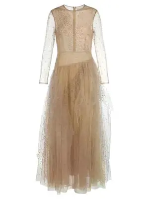 Valentino Garavani Embellished Tulle Maxi Dress - Neutrals
