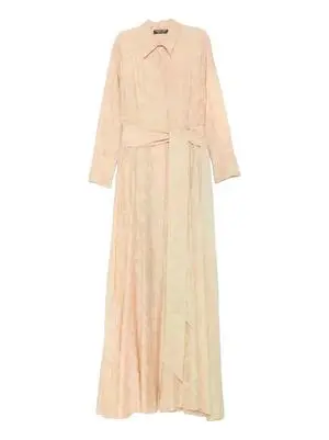 ALESSANDRO LEGORA Belted Floral-jacquard Maxi Dress - Neutrals