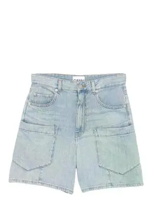 GANNI Patch-pocket Denim Shorts - Blue