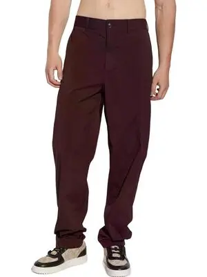 Emporio Armani Burgundy Loose-fit Pleated Trousers - Red